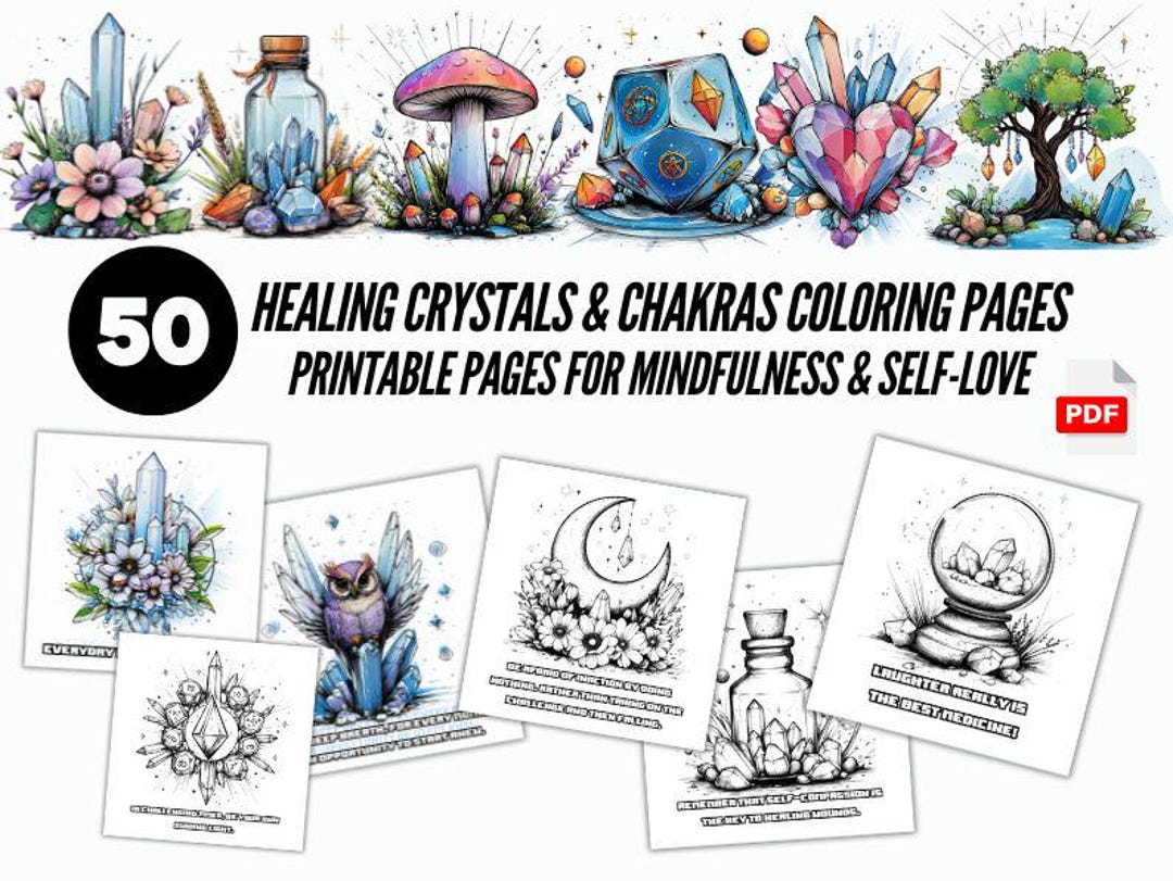 Healing Crystals Coloring Book PDF | Mindfulness Chakra Art | Adult ...