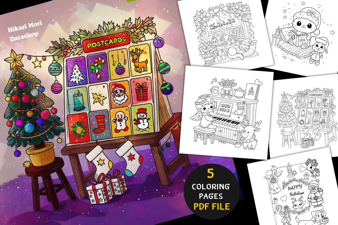 5 Christmas Coloring Pages | Cute Holiday Printables for Kids & Adults ...