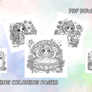 Mermaid Coloring Pages for Kids – Cute Printable PDF, Under the Sea ...