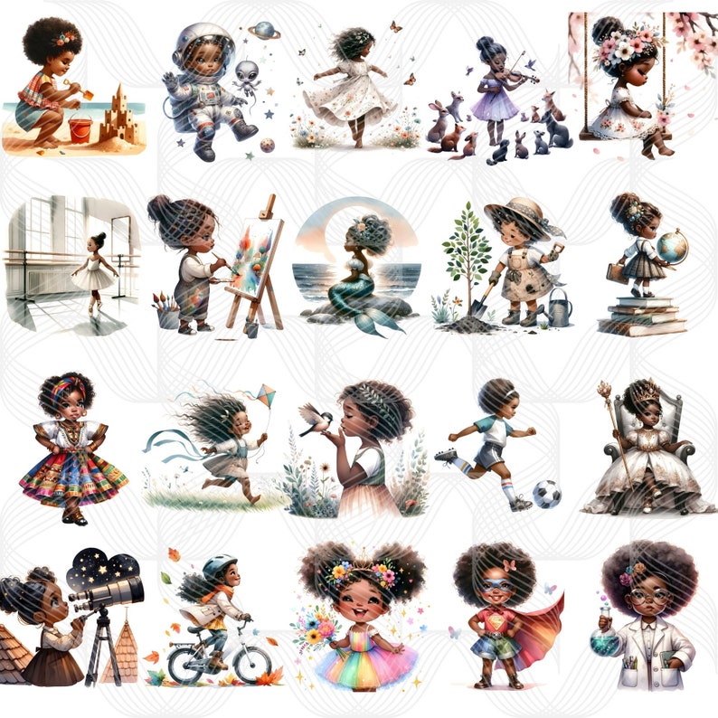 Cute Little Black Girls , Magic Clipart Princess , Planner Clipart ...