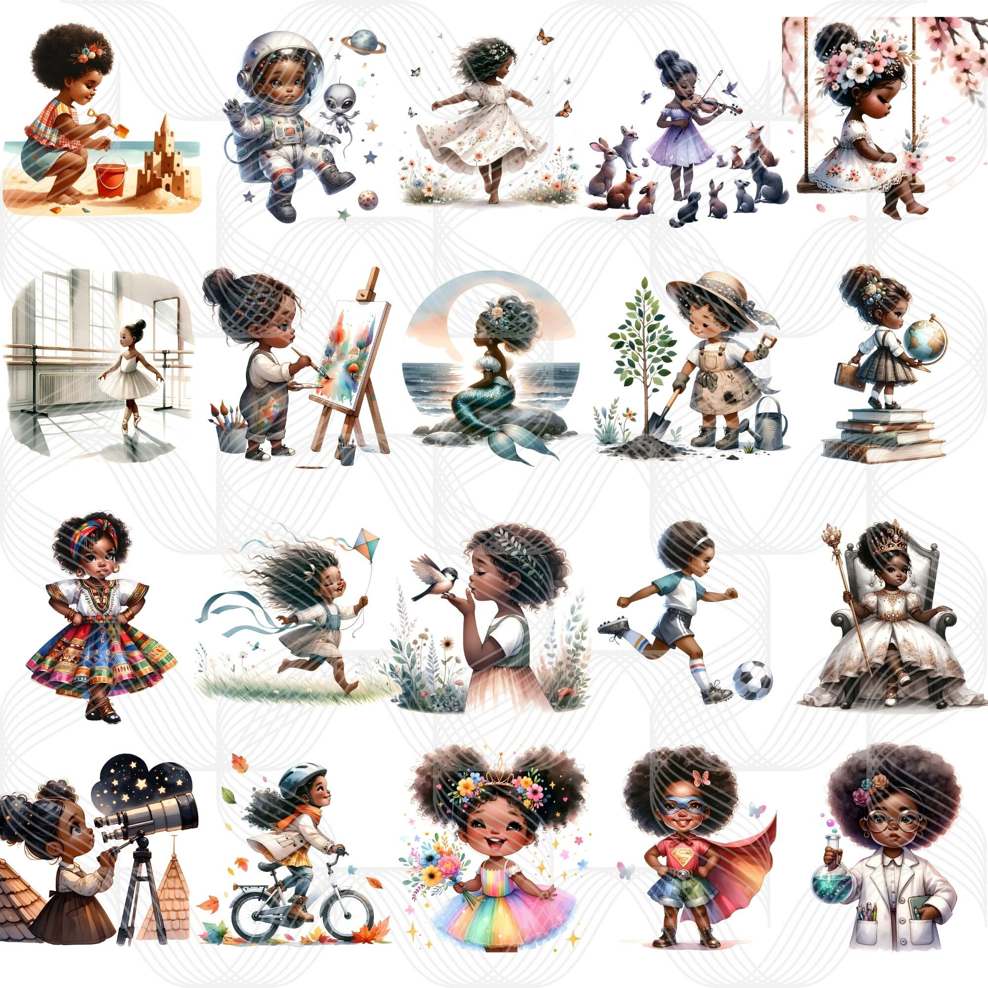 Cute Little Black Girls , Magic Clipart Princess , Planner Clipart ...