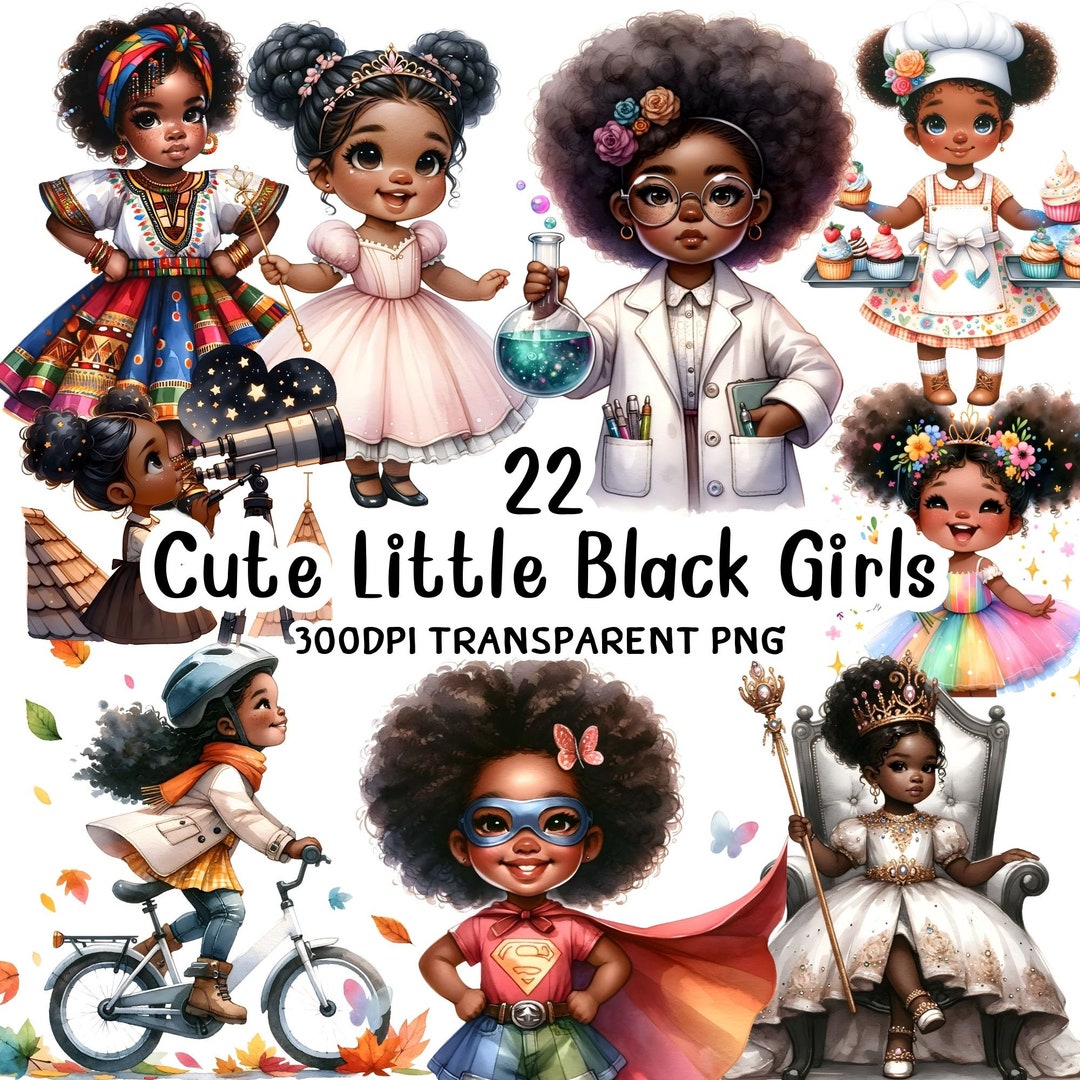 Cute Little Black Girls , Magic Clipart Princess , Planner Clipart ...
