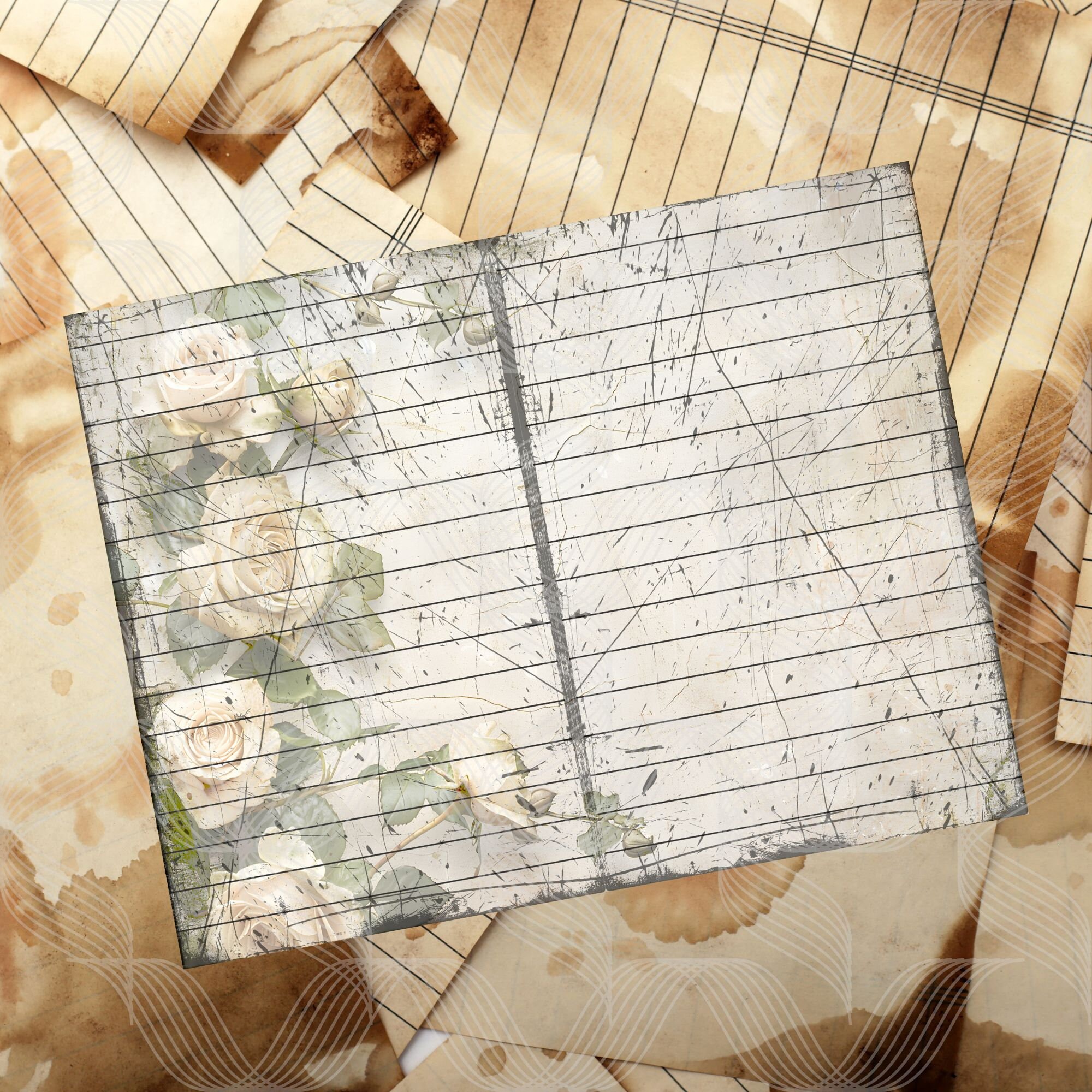 Lined, Journal Pages, Junk Journal, Kit, Neutral, Book, Vintage ...
