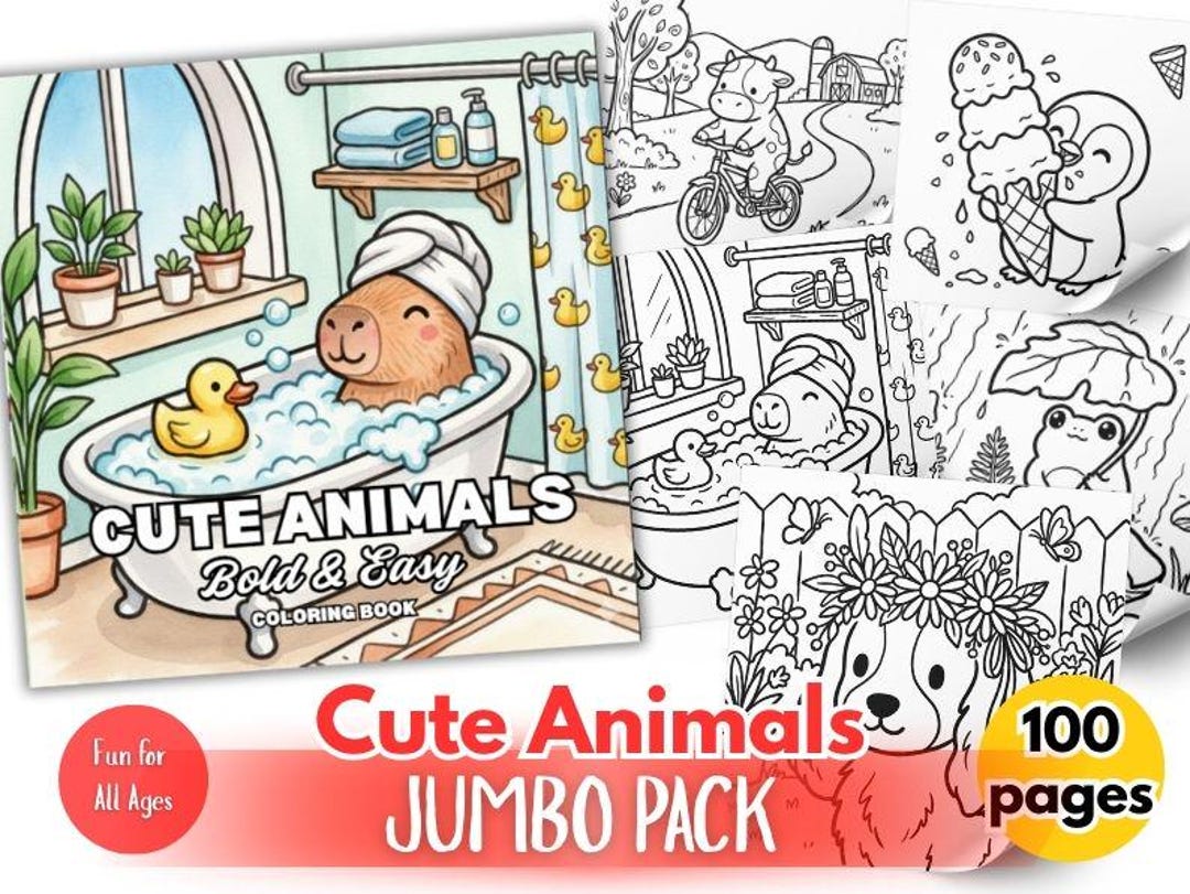 100 Cute Animals Coloring Pages | Bold and Easy Printable | Simple Big ...