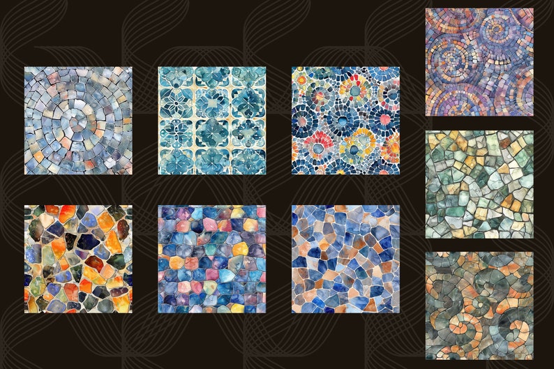 Mosaic Cobblestone Digital Paper, Seamless Fantasy Stone Printable ...