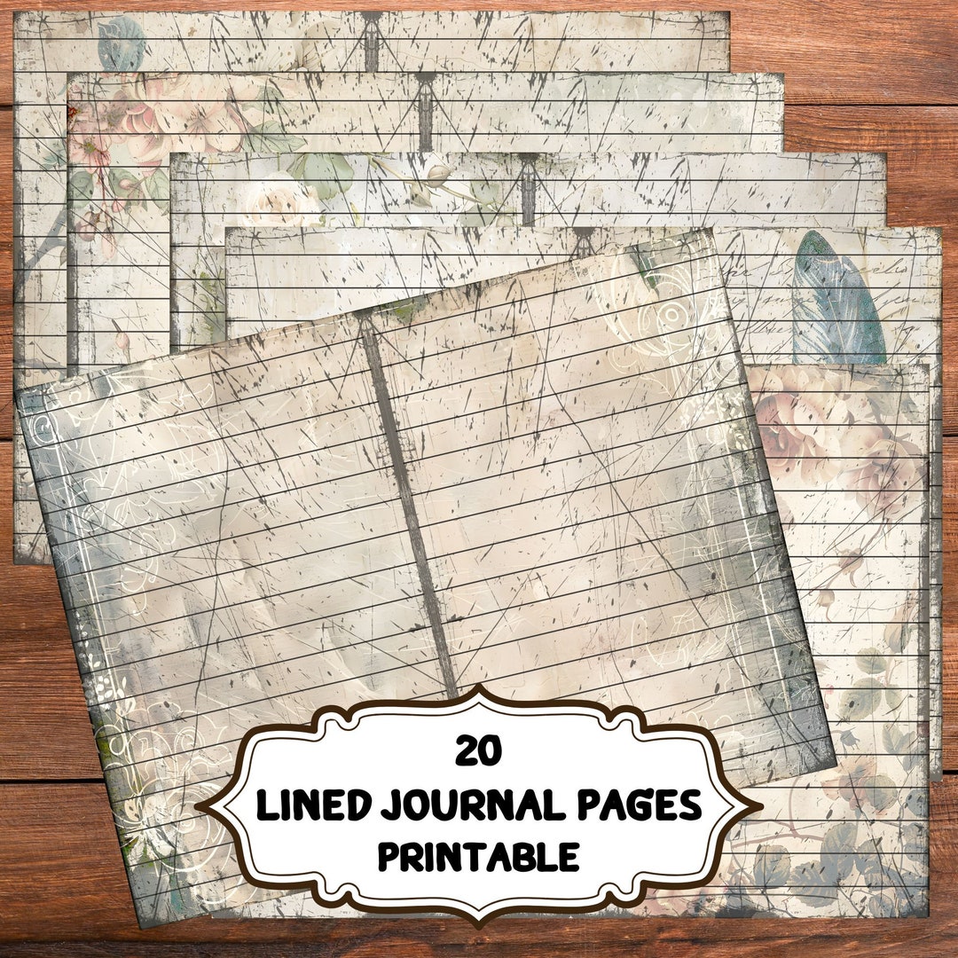 Lined, Journal Pages, Junk Journal, Kit, Neutral, Book, Vintage ...