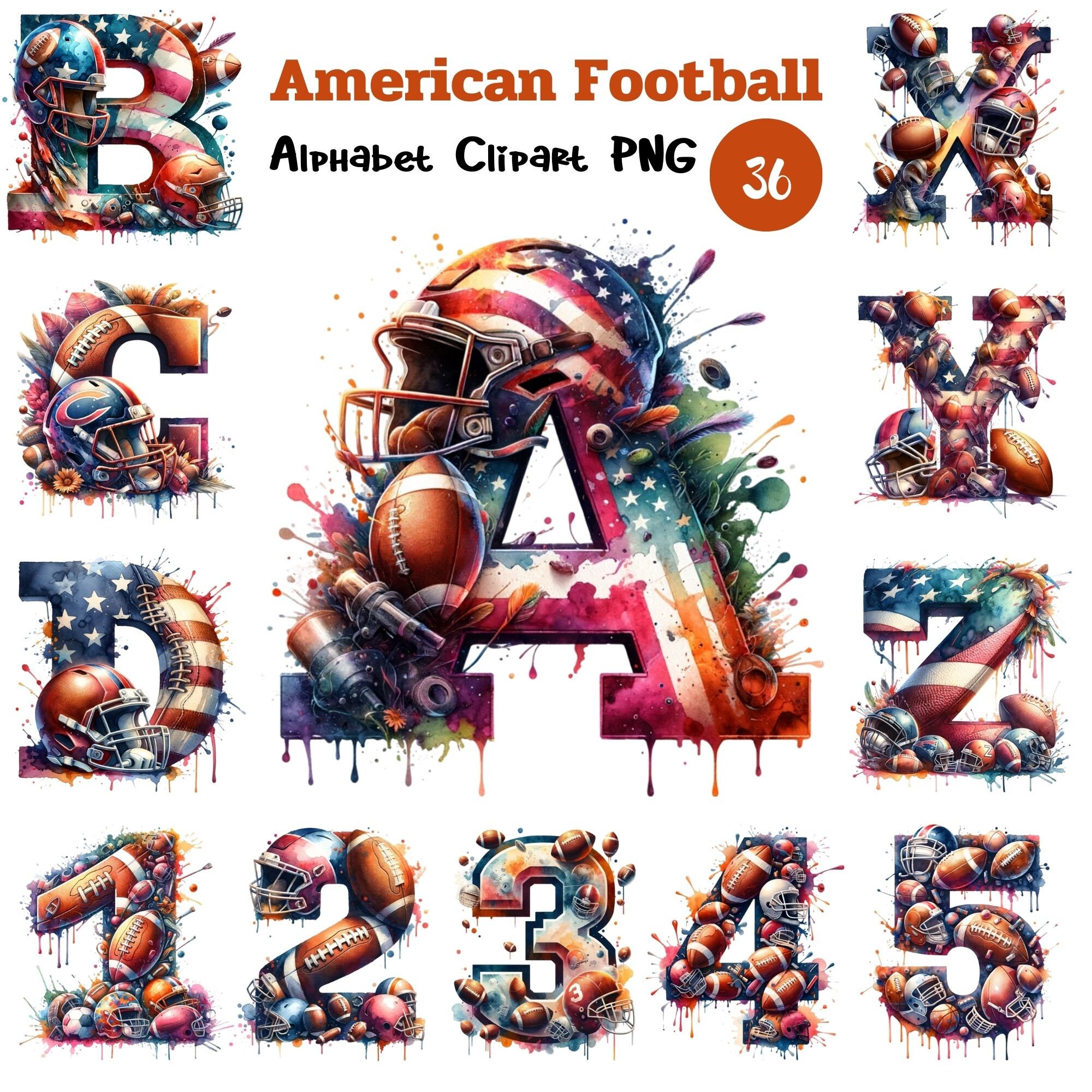 American Football Alphabet & Numbers PNG Clipart , Sports Letters , Png ...