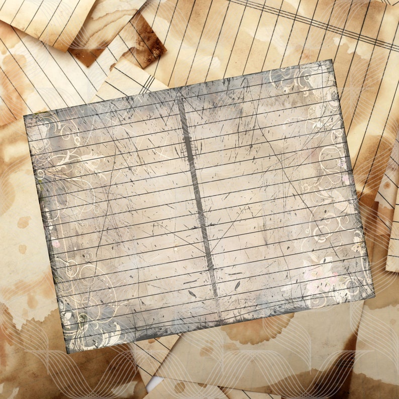 Lined, Journal Pages, Junk Journal, Kit, Neutral, Book, Vintage ...