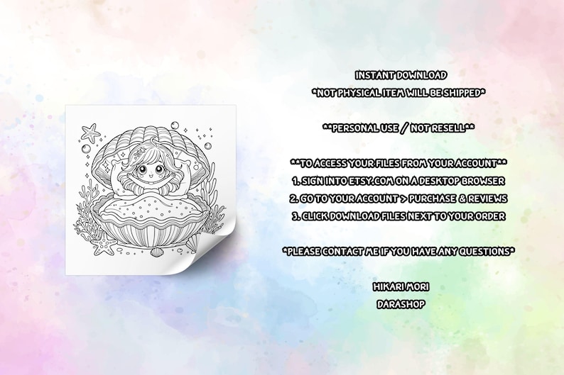 Mermaid Coloring Pages for Kids – Cute Printable PDF, Under the Sea ...