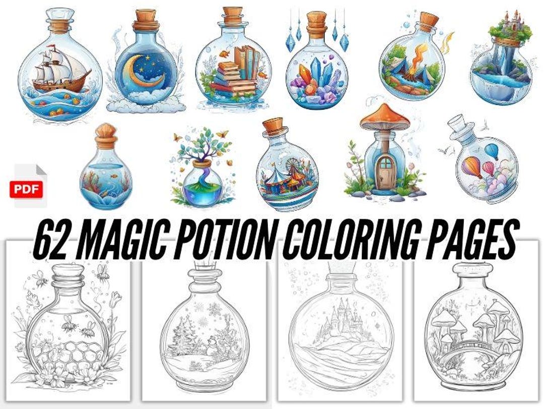 62 Magic Potion Coloring Pages | Printable Fantasy Coloring Pages for ...
