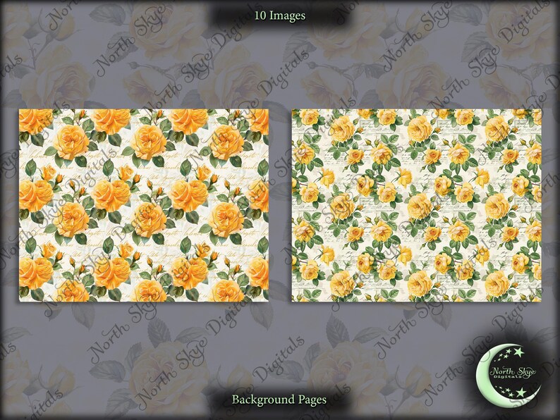 Yellow Roses 1, Digital Junk Journal, Image Pack, Digital Paper ...