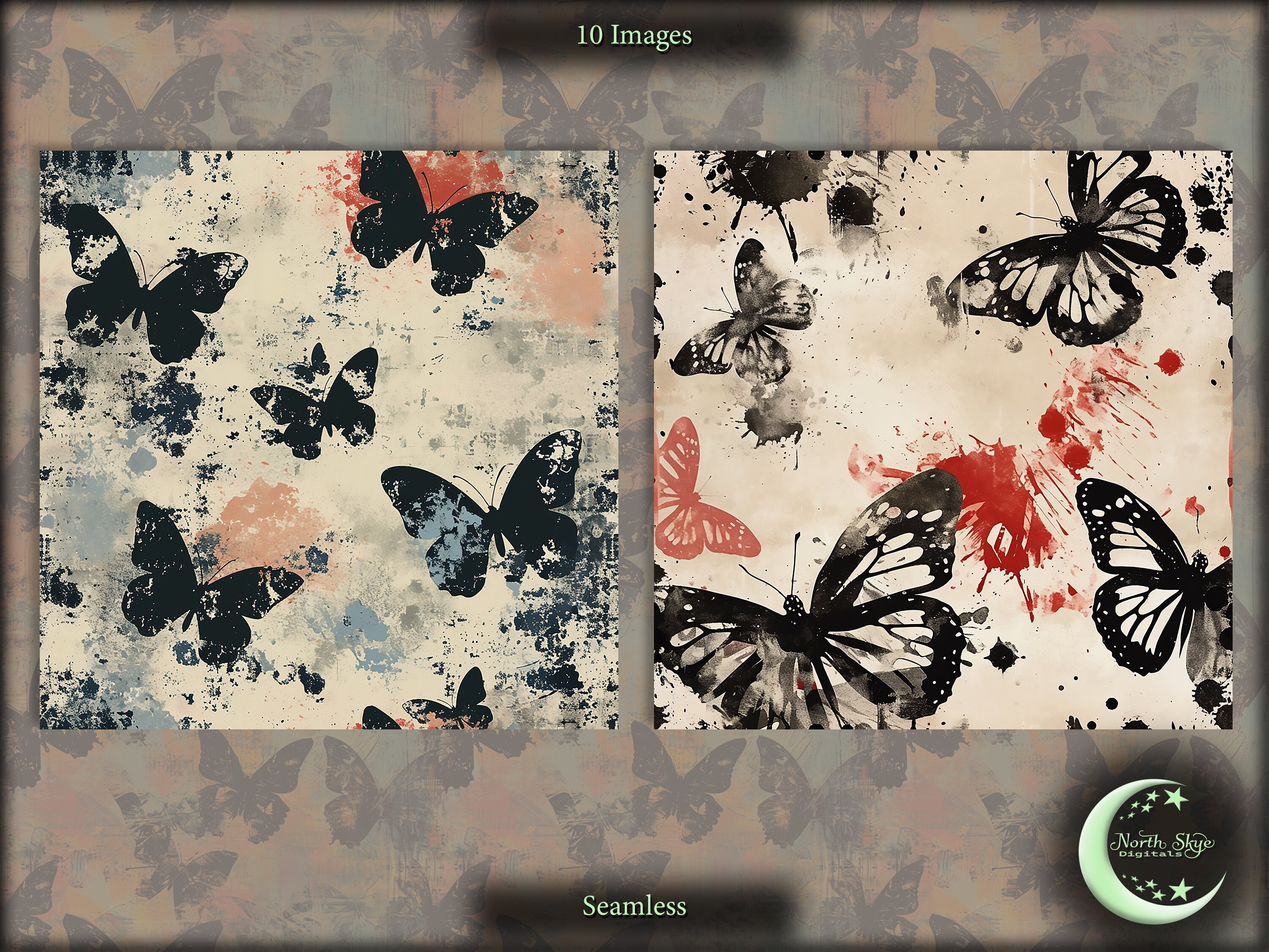 Stamped Butterfly, Digital Paper, Seamless Pattern, Instant Download ...