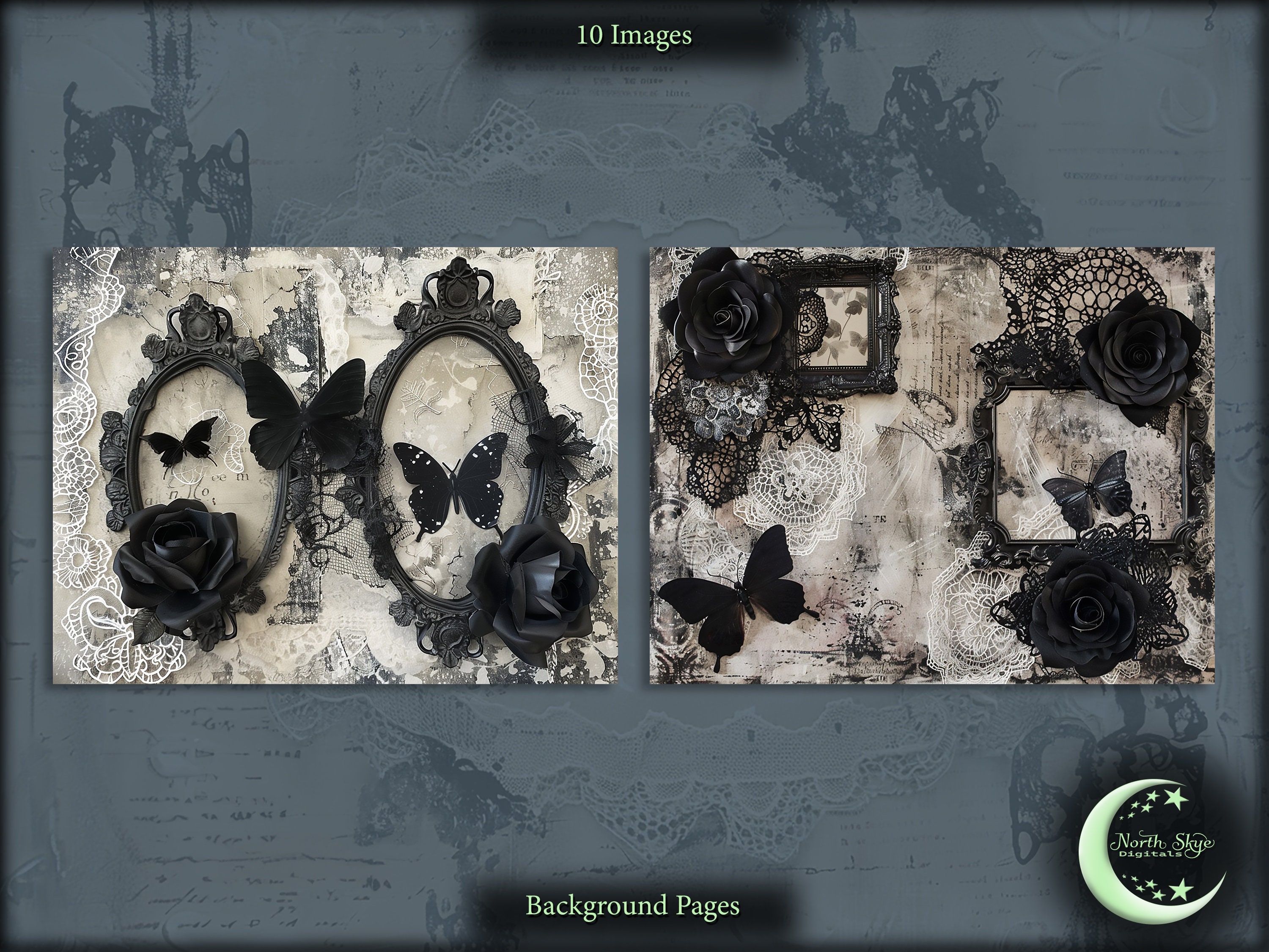 Black Frames, Digital Junk Journal, Image Pack, Digital Paper, Instant ...