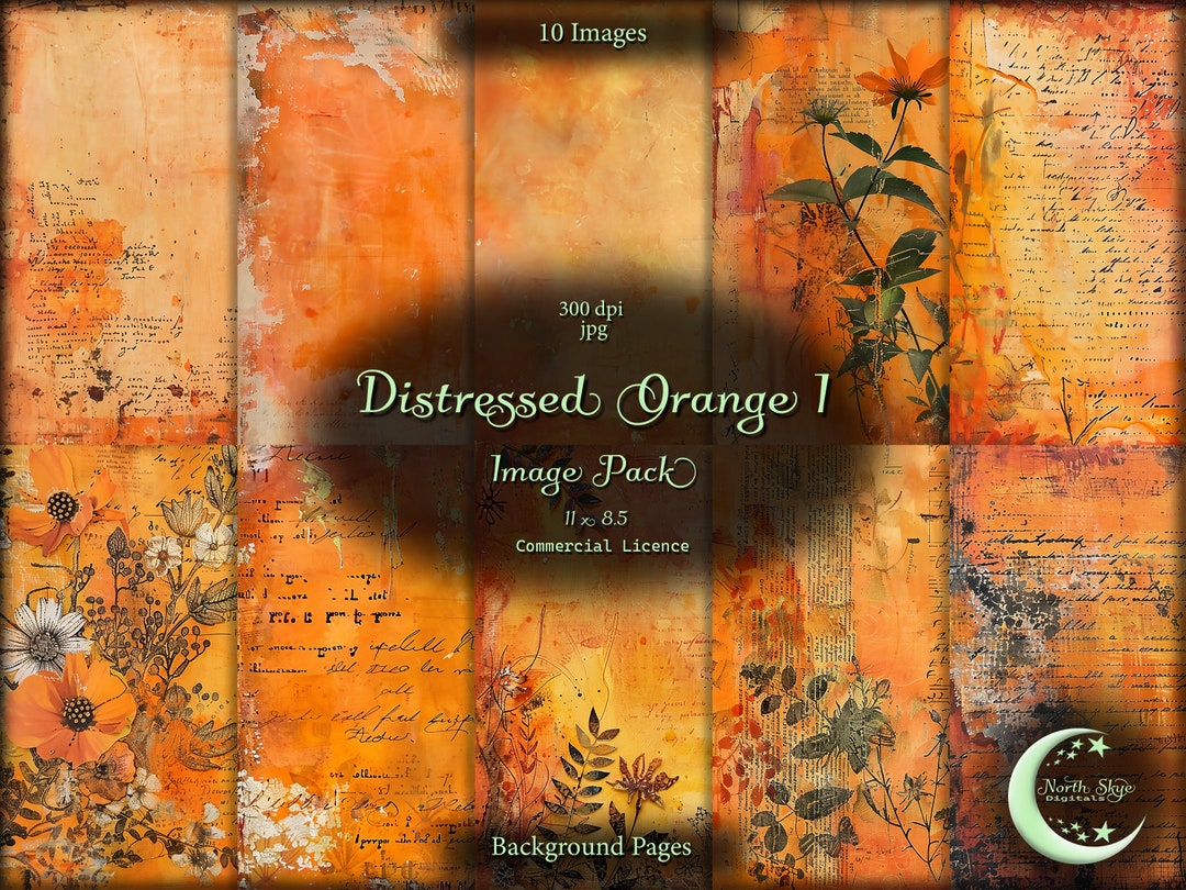 Distressed Orange 1, Digital Junk Journal, Image Pack, Digital Paper ...