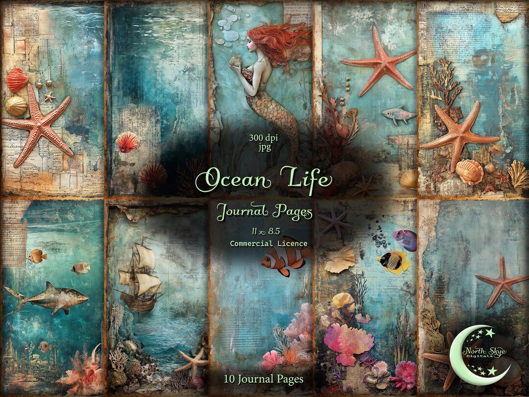 Ocean Life Journal Pages, Digital Paper Pack - Etsy