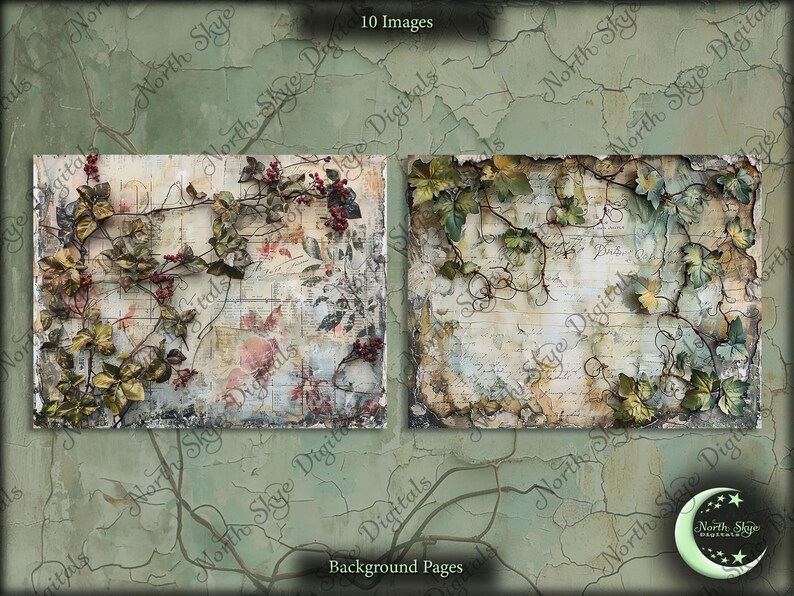 Distressed Vines, Digital Junk Journal, Image Pack, Digital Paper ...