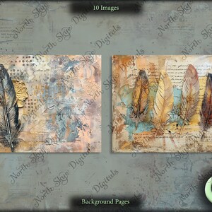 Distressed Feathers, Digital Junk Journal, Image Pack, Digital Paper ...