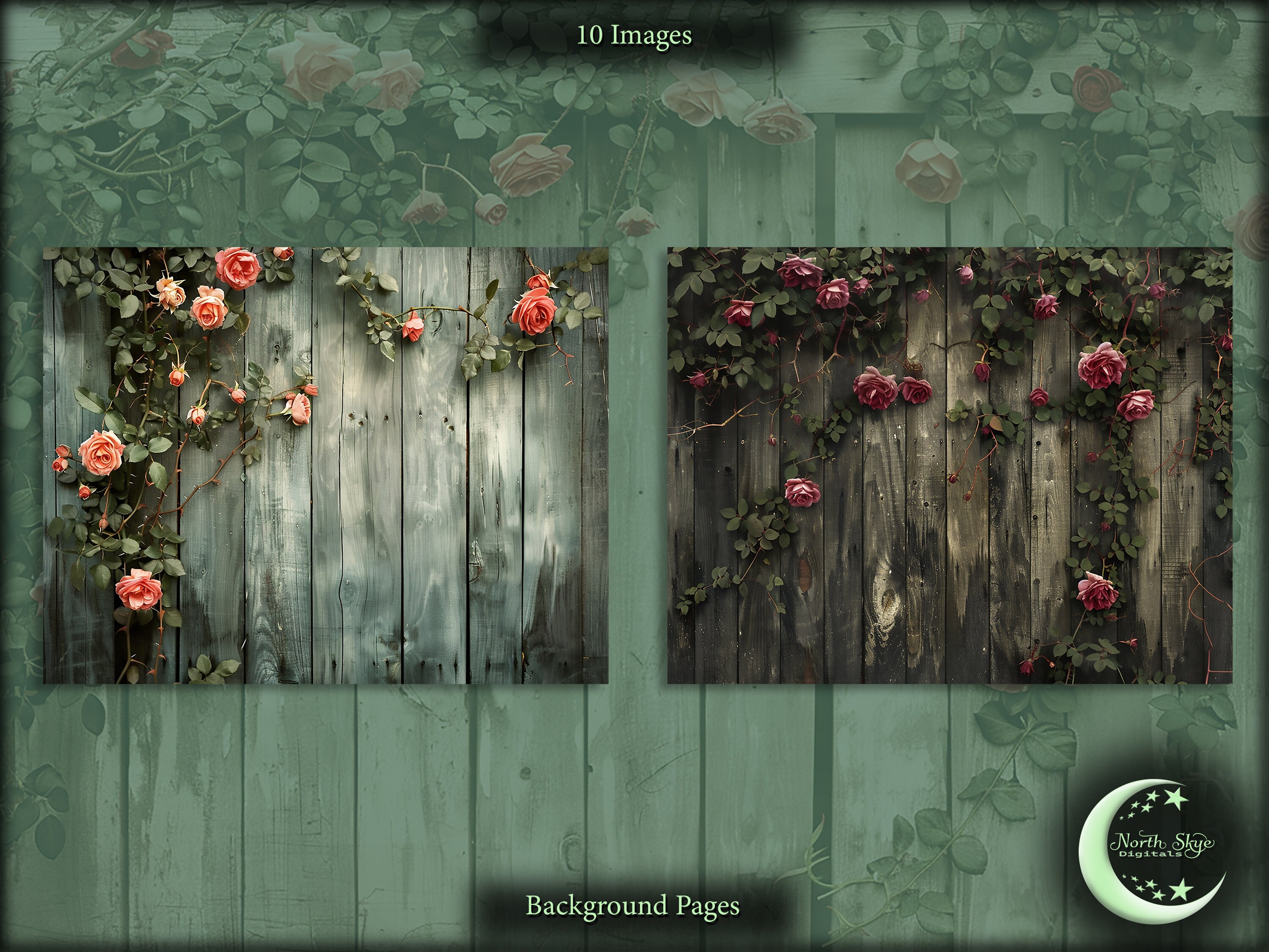 Wood and Roses, Digital Junk Journal, Image Pack, Digital Paper ...