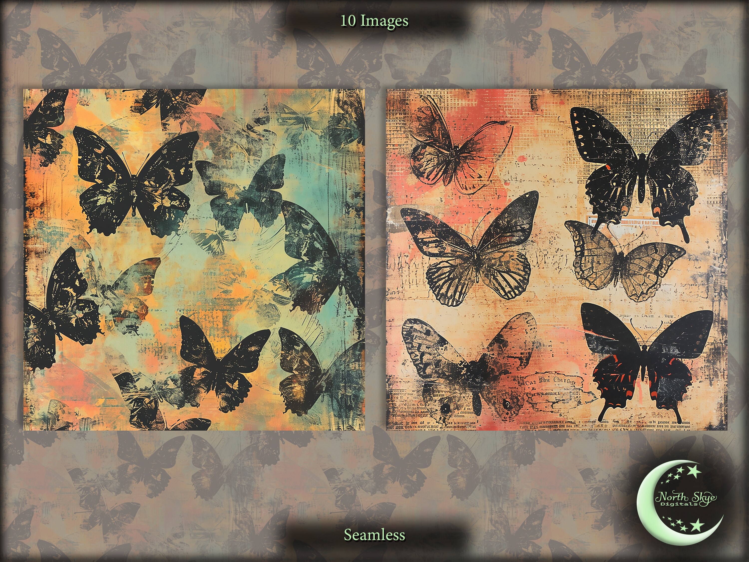 Stamped Butterfly, Digital Paper, Seamless Pattern, Instant Download ...