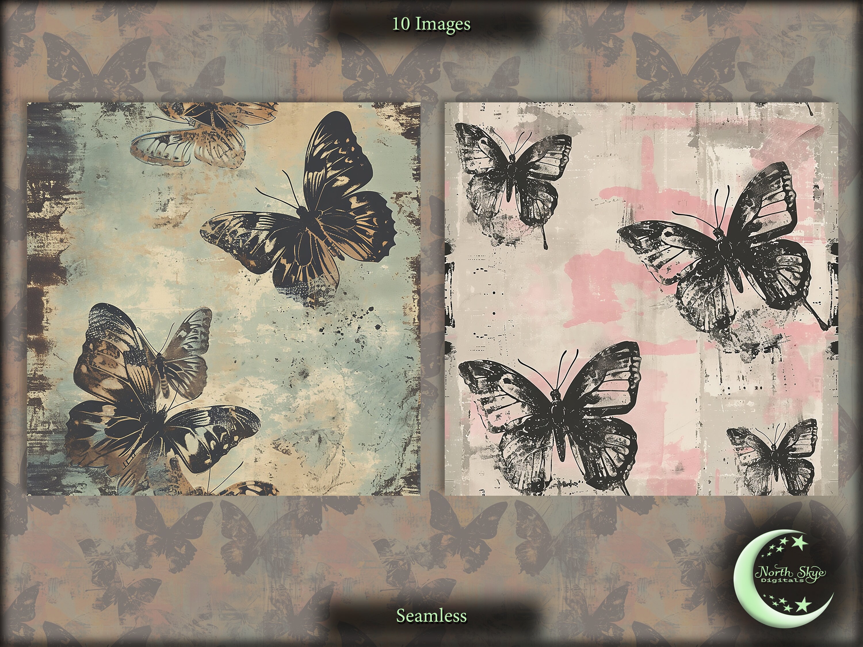 Stamped Butterfly, Digital Paper, Seamless Pattern, Instant Download ...