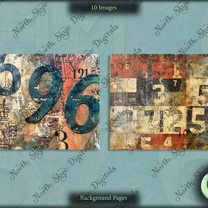 Faded Numbers 1, Digital Junk Journal, Image Pack, Digital Paper ...