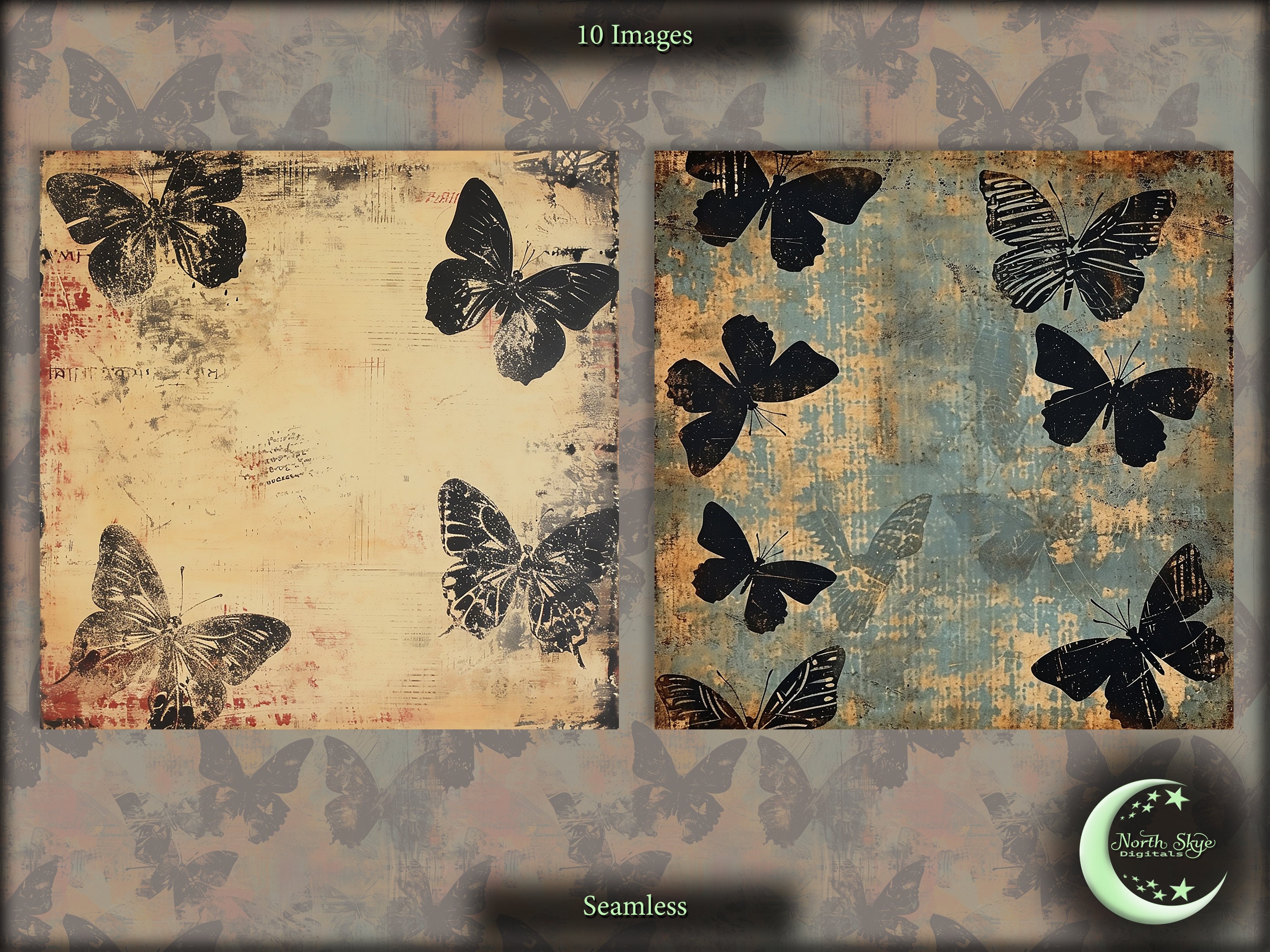 Stamped Butterfly, Digital Paper, Seamless Pattern, Instant Download ...