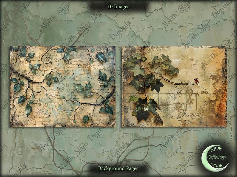 Distressed Vines, Digital Junk Journal, Image Pack, Digital Paper ...