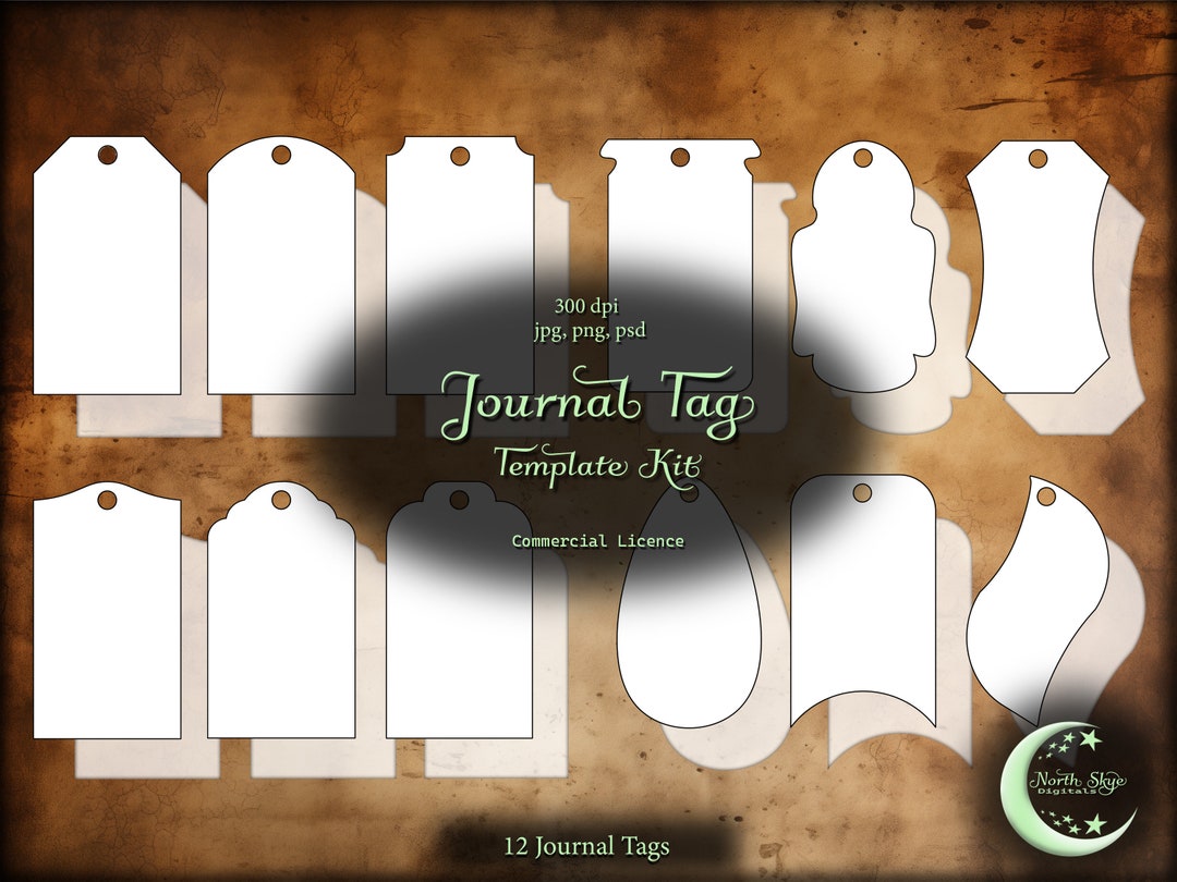 Junk Journal Tag Templates, Outline & Shadow (digital Download) - Etsy