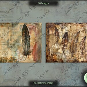 Distressed Feathers, Digital Junk Journal, Image Pack, Digital Paper ...