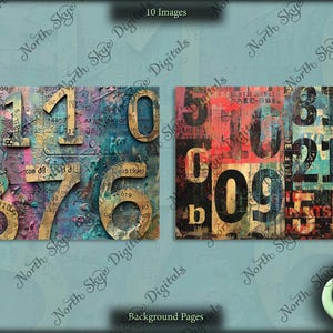 Faded Numbers 1, Digital Junk Journal, Image Pack, Digital Paper ...