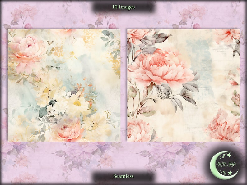 Pastel Flowers Digital Paper, Seamless Pattern, Instant Download ...
