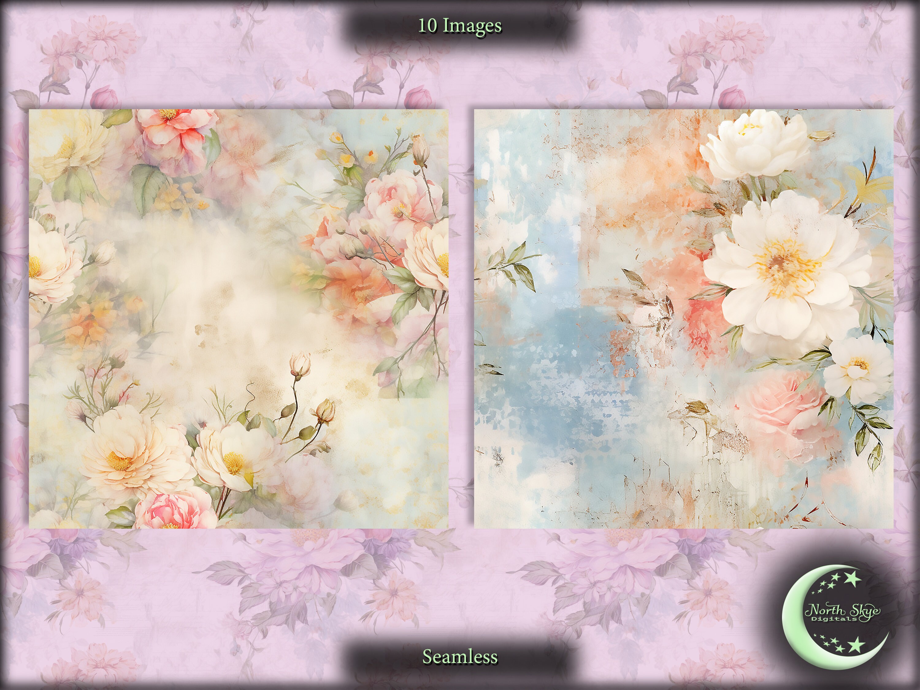 Pastel Flowers Digital Paper, Seamless Pattern, Instant Download ...