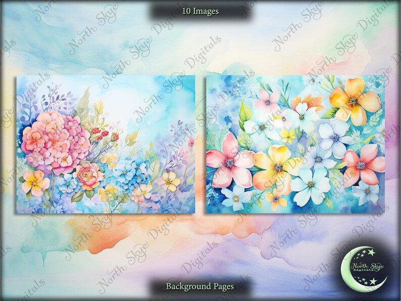 Watercolor Spring Flowers, Background Images, Digital Paper, Instant ...
