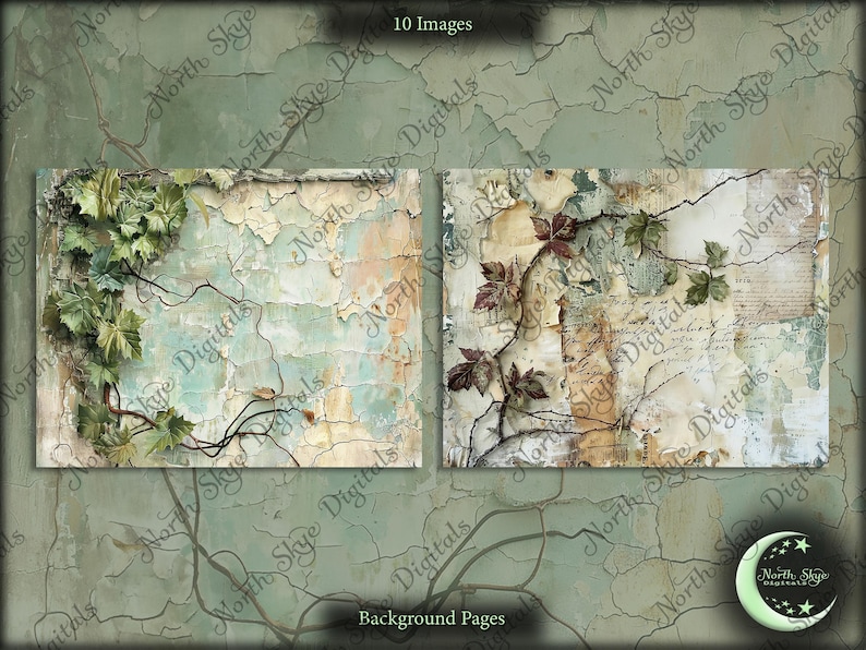 Distressed Vines, Digital Junk Journal, Image Pack, Digital Paper ...