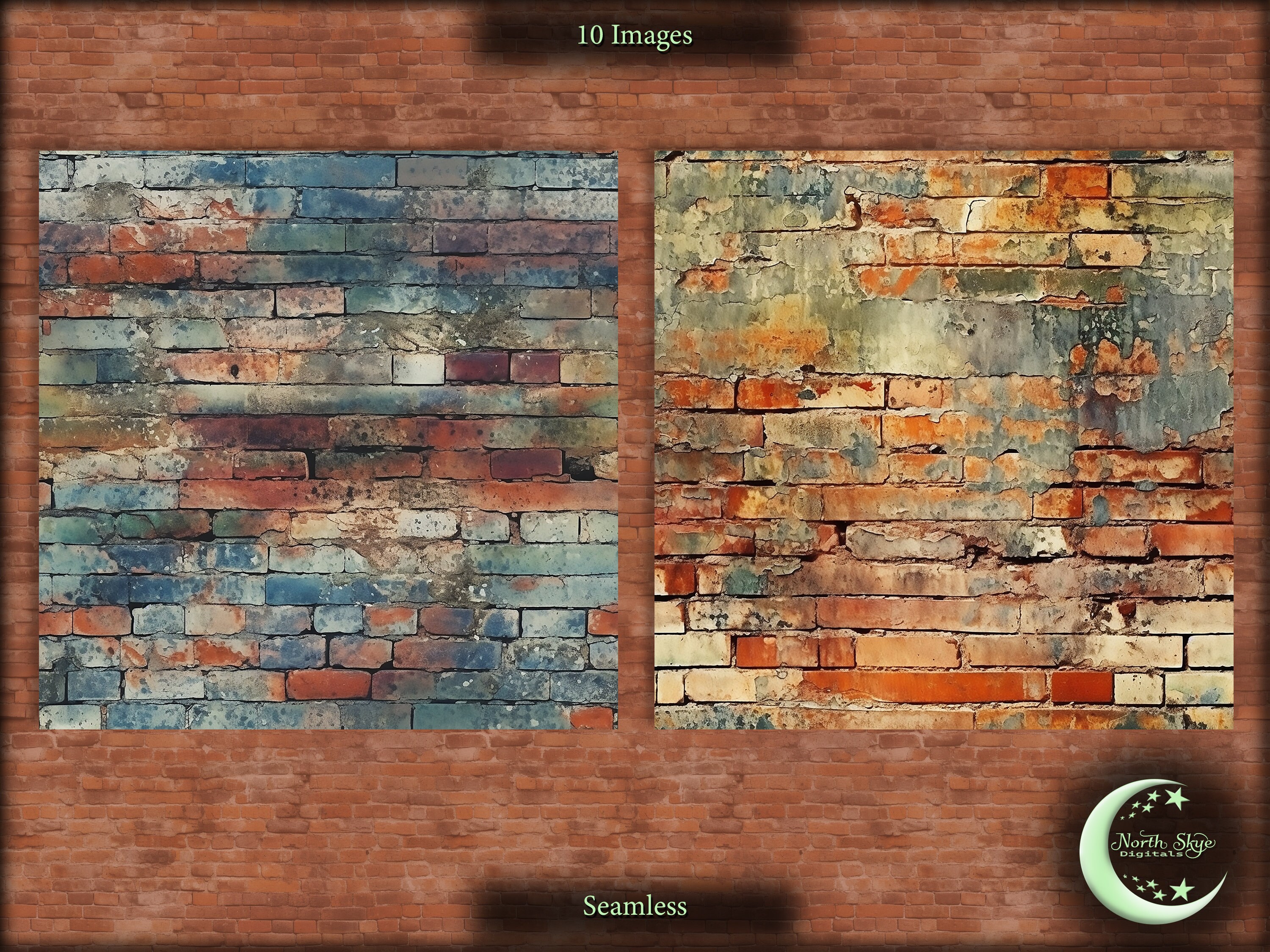 Weathered Brick Digital Paper, Seamless Pattern, Instant Download ...