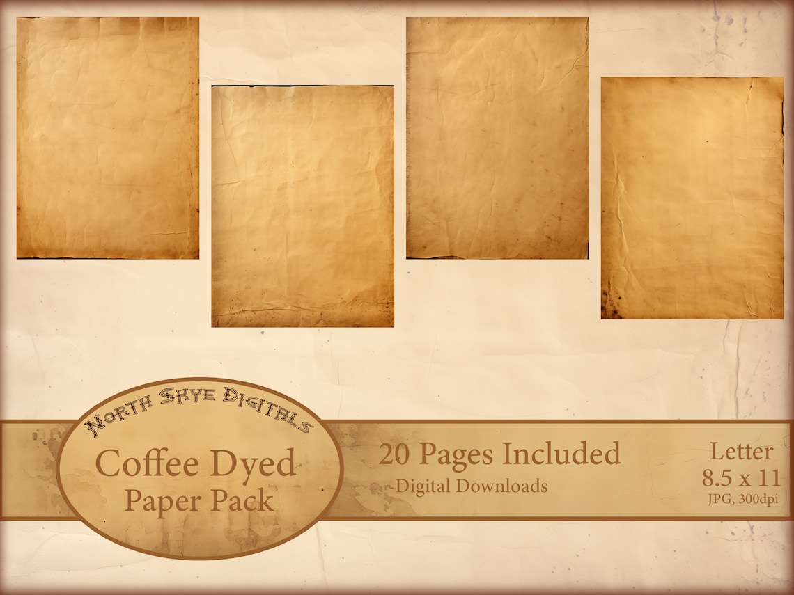 20 Coffee Dyed Digital Paper Pack, 8.5 X 11, 300 Dpi, JPG, Tea Dyed ...