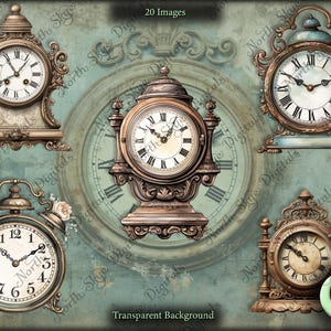 Timeless Clocks, Vintage Clocks, Clip Art, Fussy Cuts, Printable ...