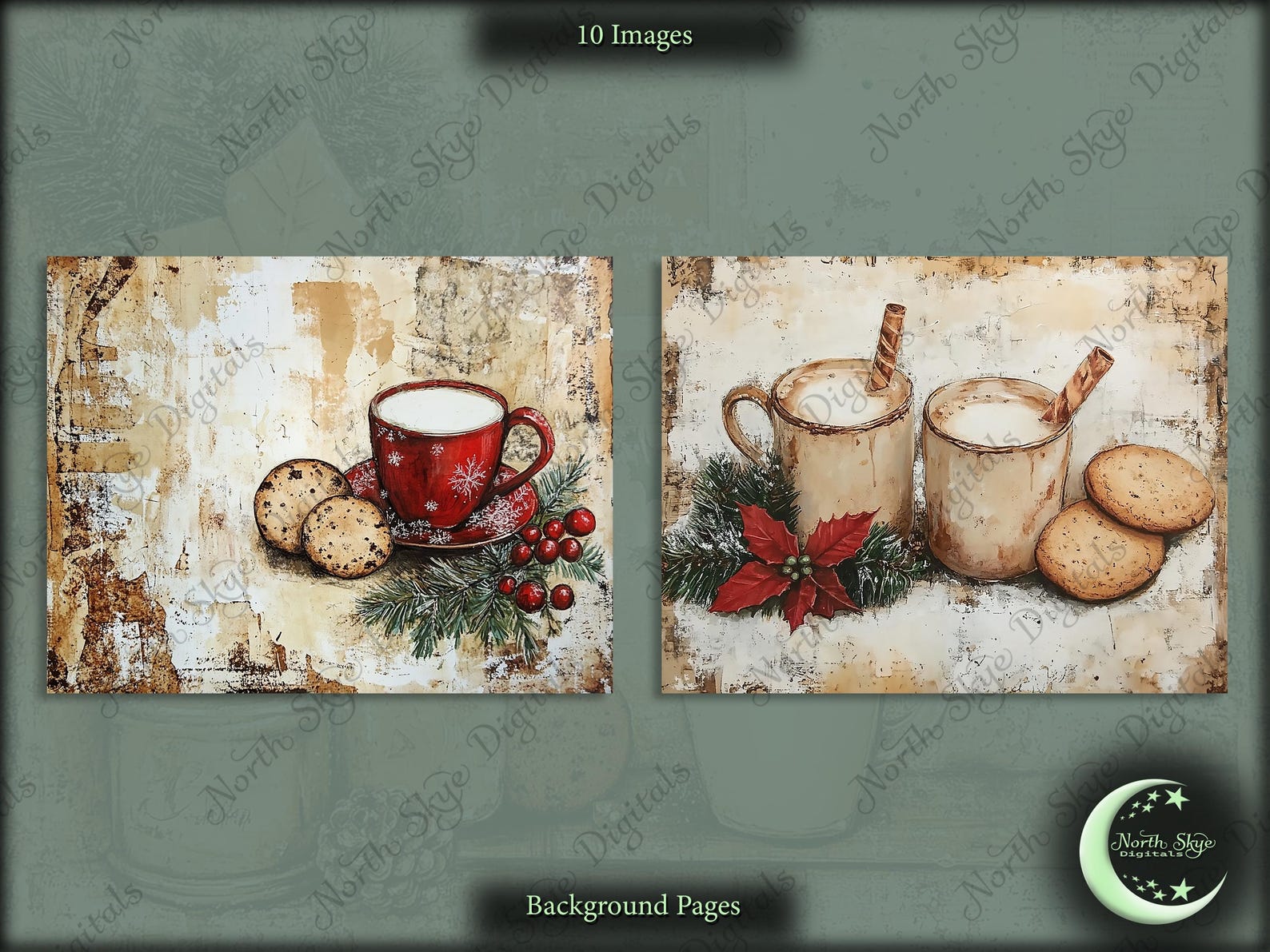 Christmas Milk & Cookies, Digital Junk Journal, Image Pack, Digital ...