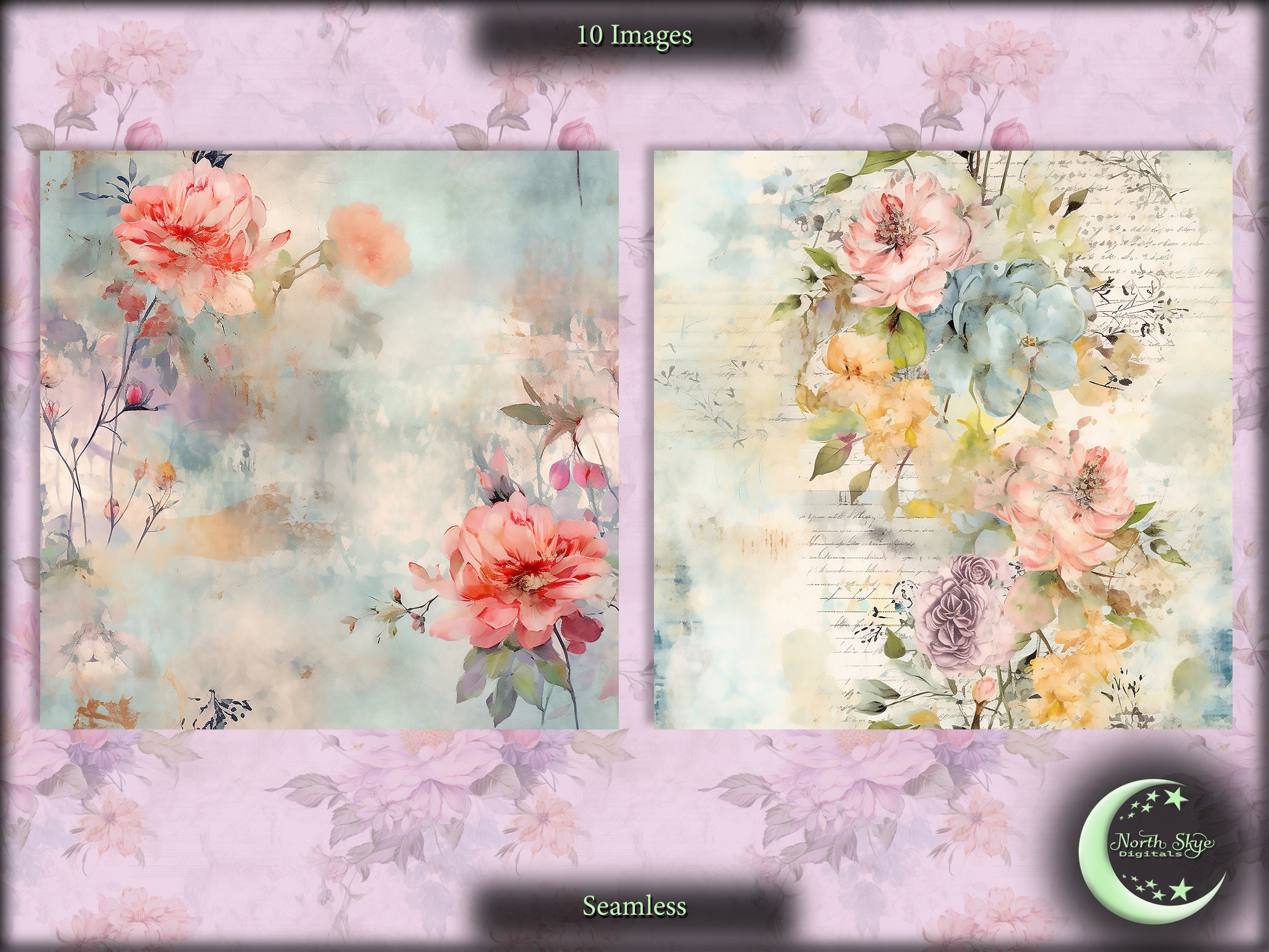 Pastel Flowers Digital Paper, Seamless Pattern, Instant Download ...