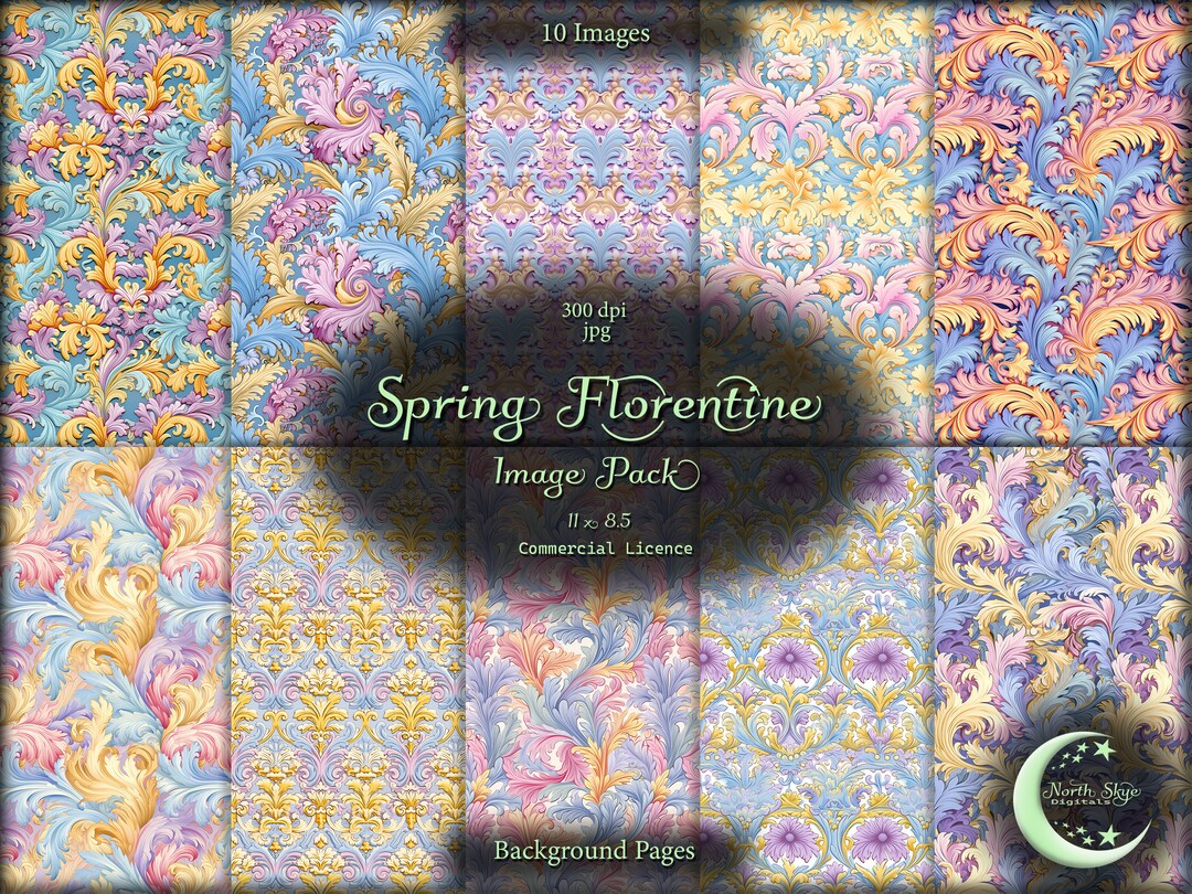 Spring Florentine Digital Paper, Collage Paper, Instant Download - Etsy