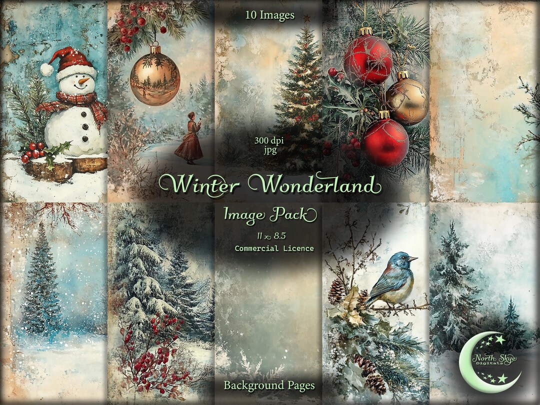 Winter Wonderland, Digital Junk Journal, Image Pack, Digital Paper ...