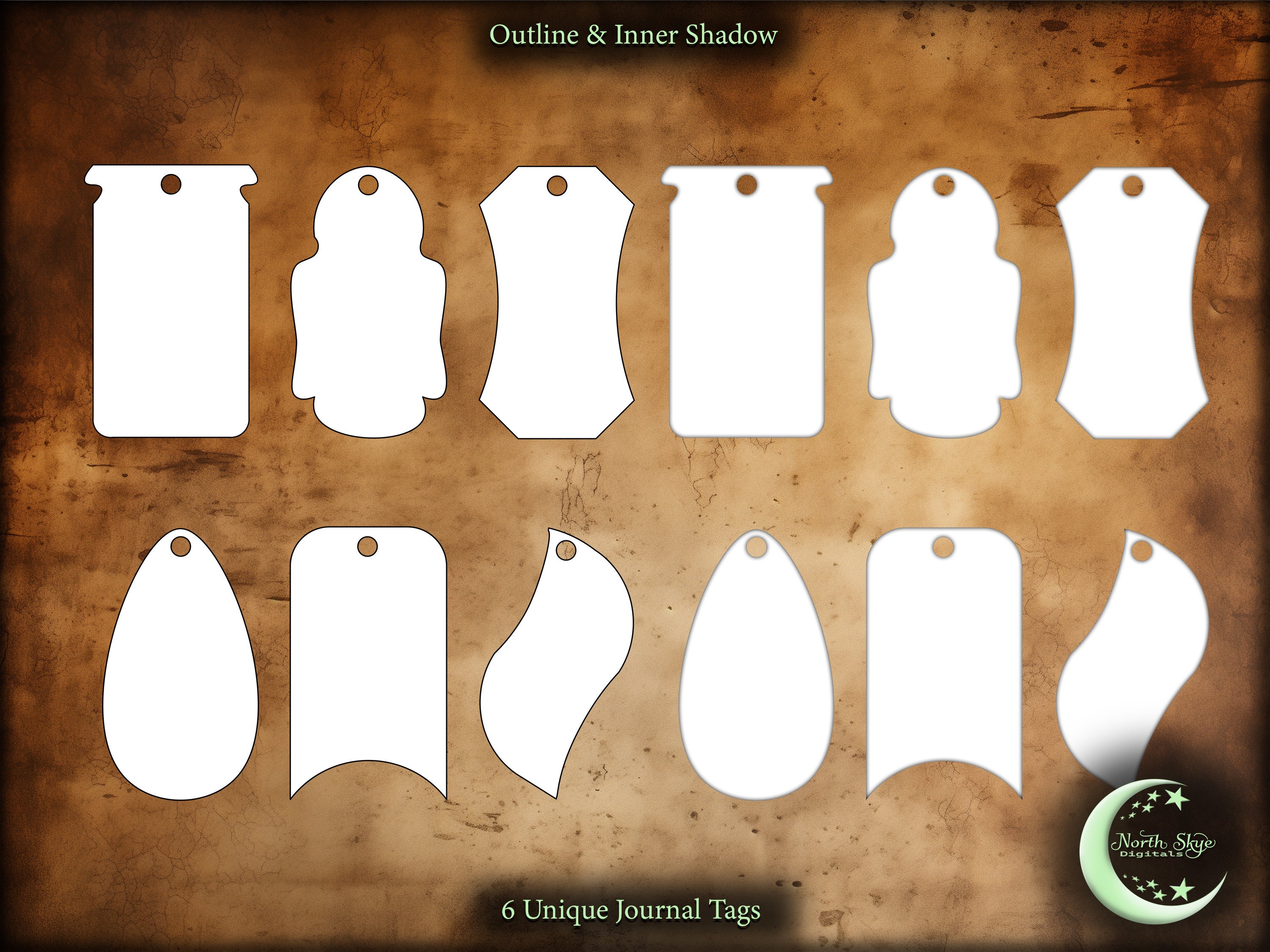 Junk Journal Tag Templates, Outline & Shadow (digital Download) - Etsy