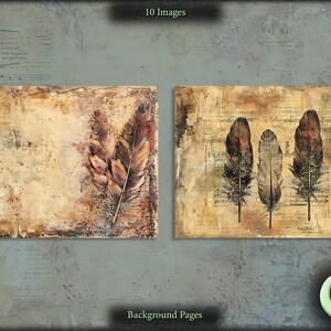 Distressed Feathers, Digital Junk Journal, Image Pack, Digital Paper ...