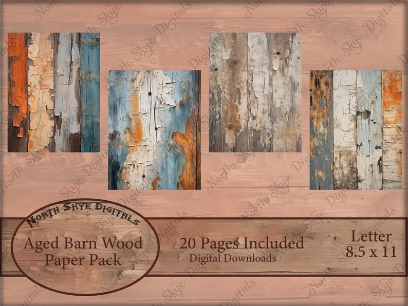 Aged Barn Wood Digital Paper Pack, Rustic Scrapbook Backgrounds ...
