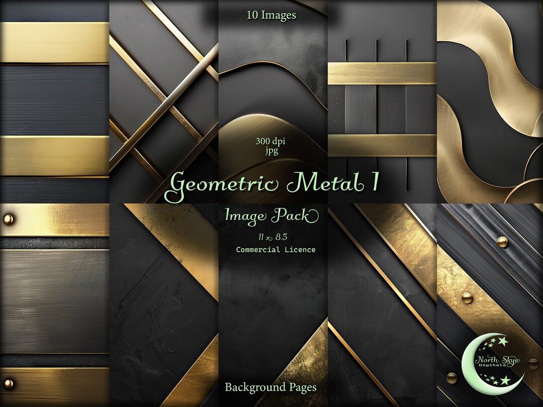 Geometric Metal 1, Digital Junk Journal, Image Pack, Digital Paper ...