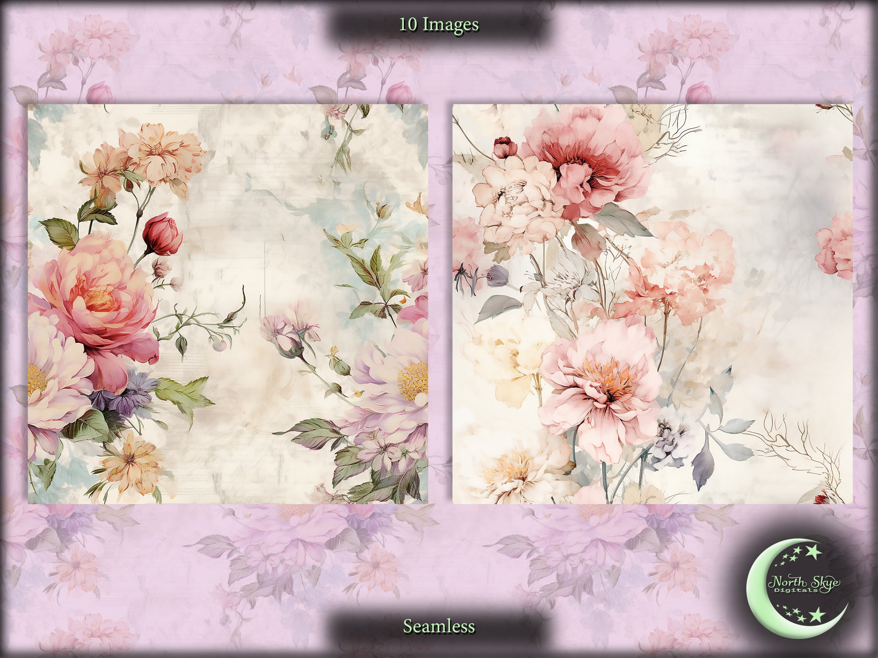 Pastel Flowers Digital Paper, Seamless Pattern, Instant Download ...
