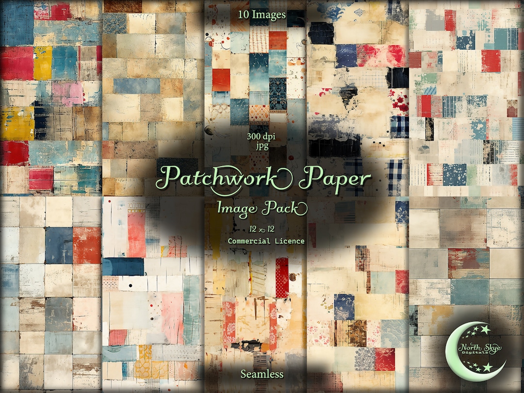 Patchwork Paper, Digital Paper, Seamless Pattern, Instant Download ...