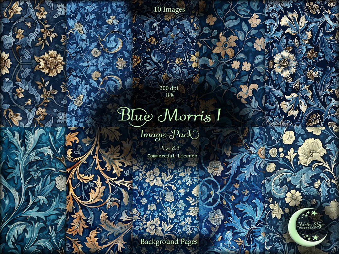 Blue Morris 1, Digital Junk Journal, Image Pack, Digital Paper, Instant ...