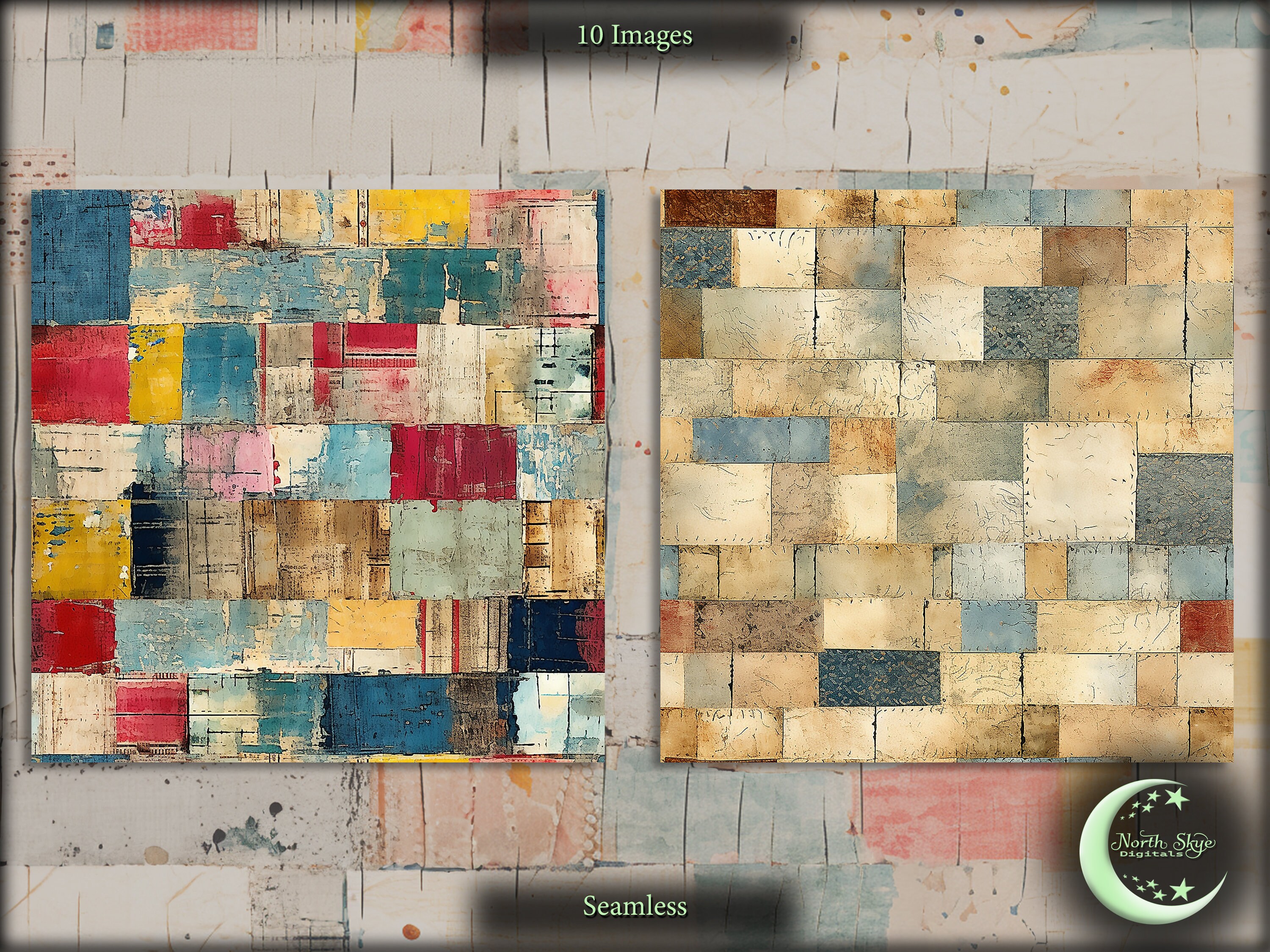 Patchwork Paper, Digital Paper, Seamless Pattern, Instant Download ...