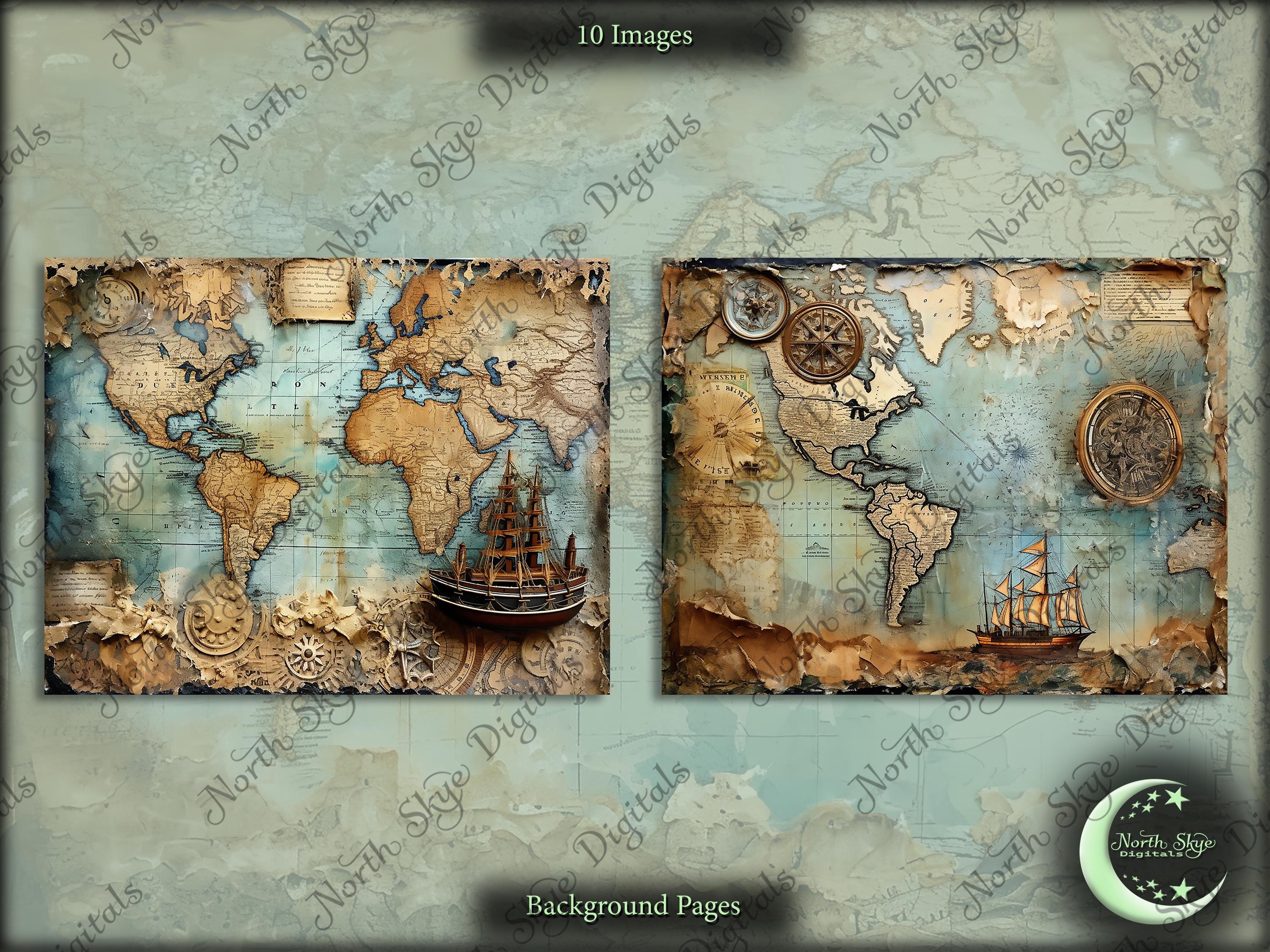 Nautical Steampunk Junk Journal, Digital Paper Pack (digital Download ...
